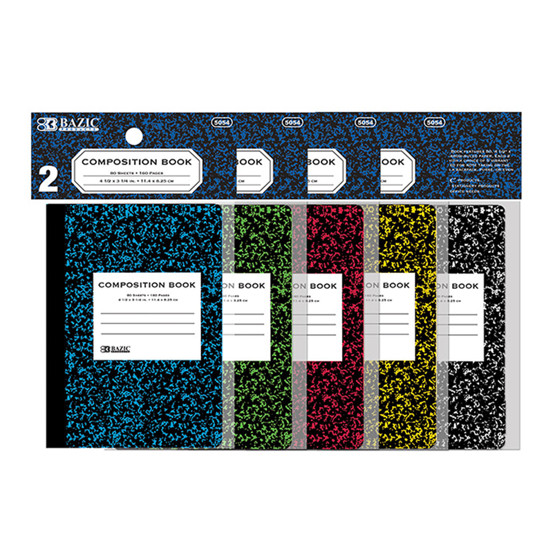 Bazic Composition Book Mini Marble 4.5" x 3.25" 80 Ct. (2/Pack ...