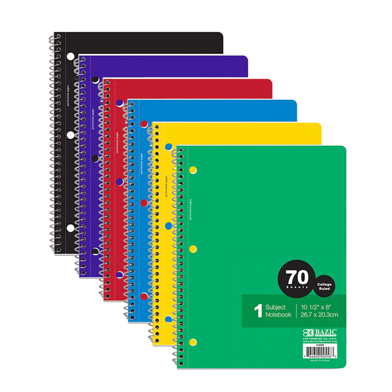 Bazic 1-Subject Spiral College Rules Notebook | Southwestern College ...