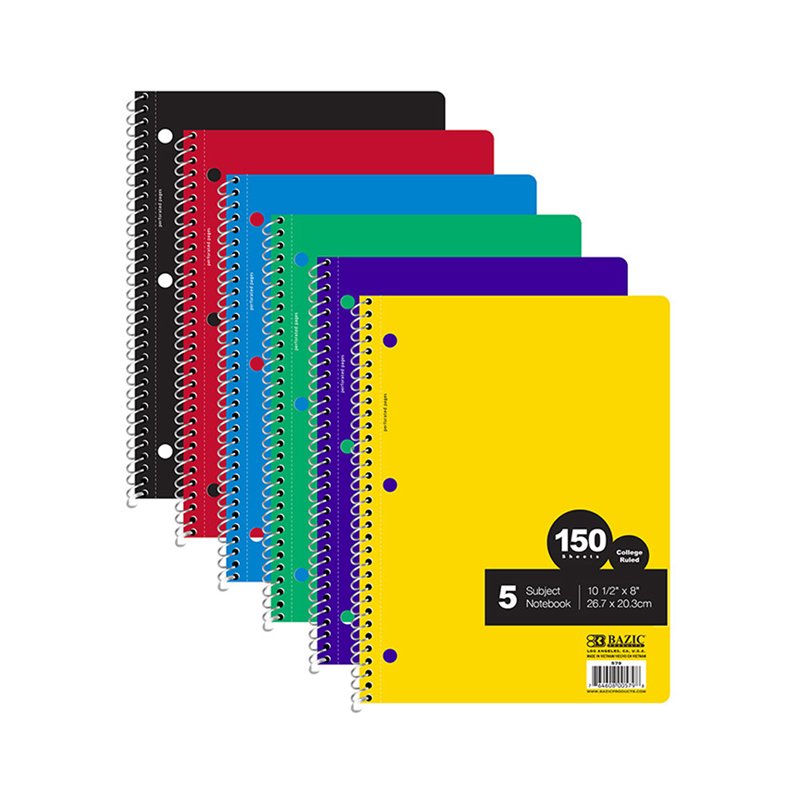 Bazic 5-Subject Spiral Notebook | Southwestern College Campus Store