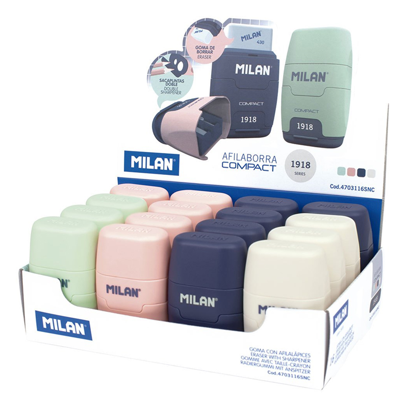 Milan Compact 1918 Sharpener + Eraser Combo | Southwestern College Campus Store