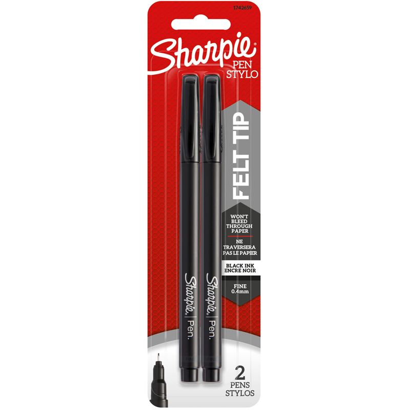 Sharpie Black Felt Tip Stylo Pens 2PK | Southwestern College Campus Store