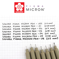 Pen Set- Sakura Pigma Micron 6Pk,(005,01,02,03,05,08) | Southwestern College Campus Store