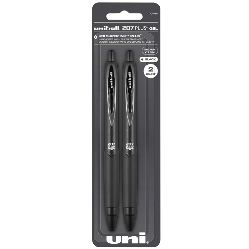 Uni-Ball 207 Plus+ Retractable Black Gel Pens 2PK | Southwestern ...